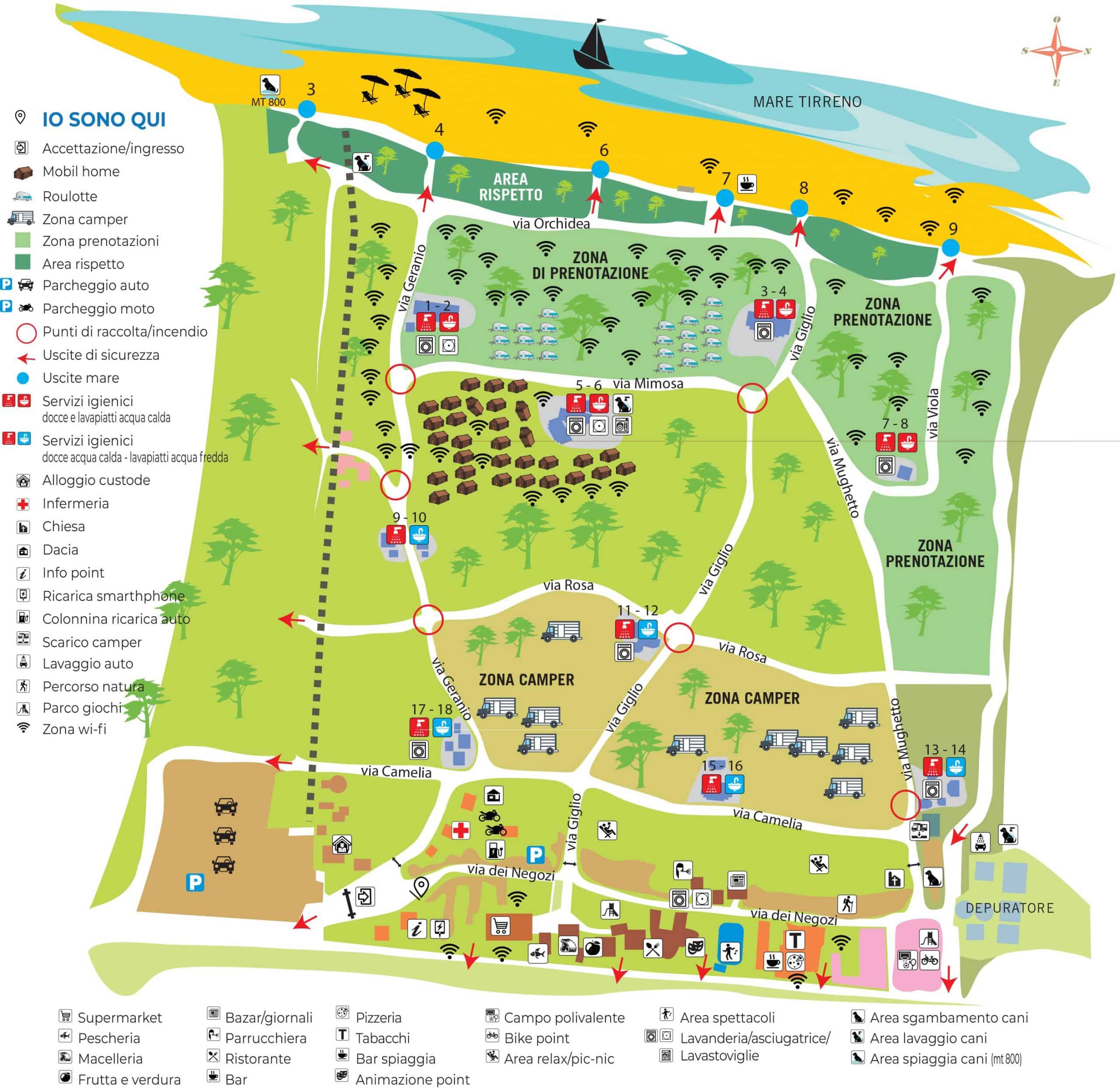 Piazzole per camper tende roulotte sul mare di Punta Ala